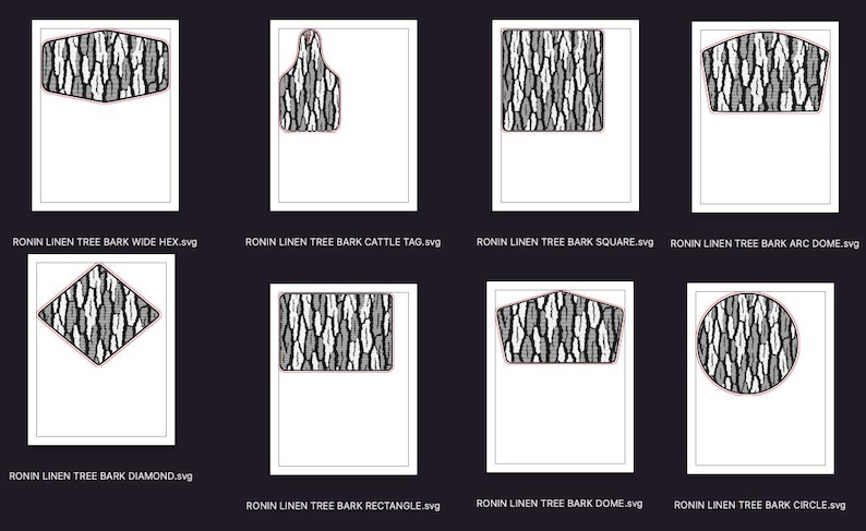 8 RONIN Linen-tree Bark Effect Svgs Perfect for Patch Engraving ...