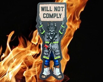 Fuzzy Alien Firefighter Sticker - Etsy