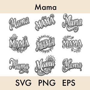 Mama Svg Bundle, Digital Download Mama Png, Mama Svg Cut File, Mama ...
