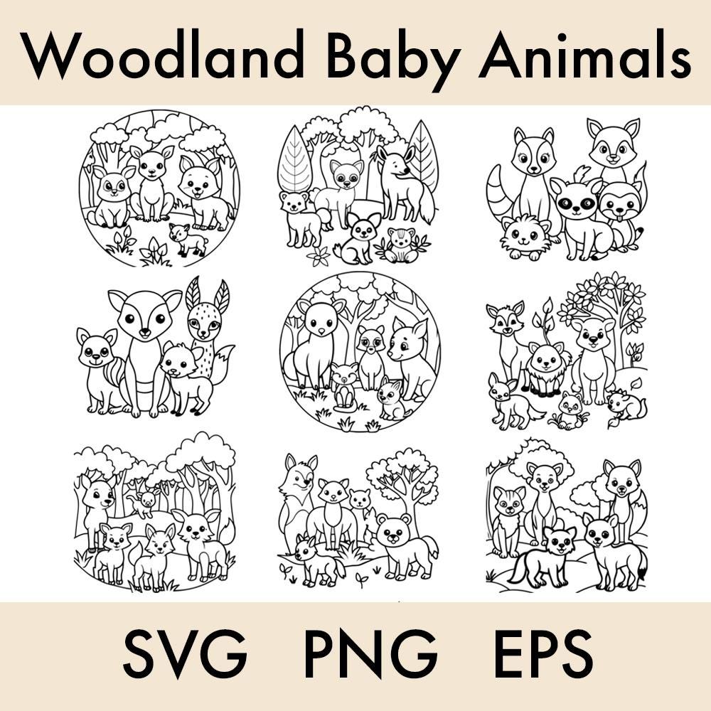 Woodland Animals Svg Bundle 12, Baby Animals Svg, Rabbit,hedgehog,fox ...