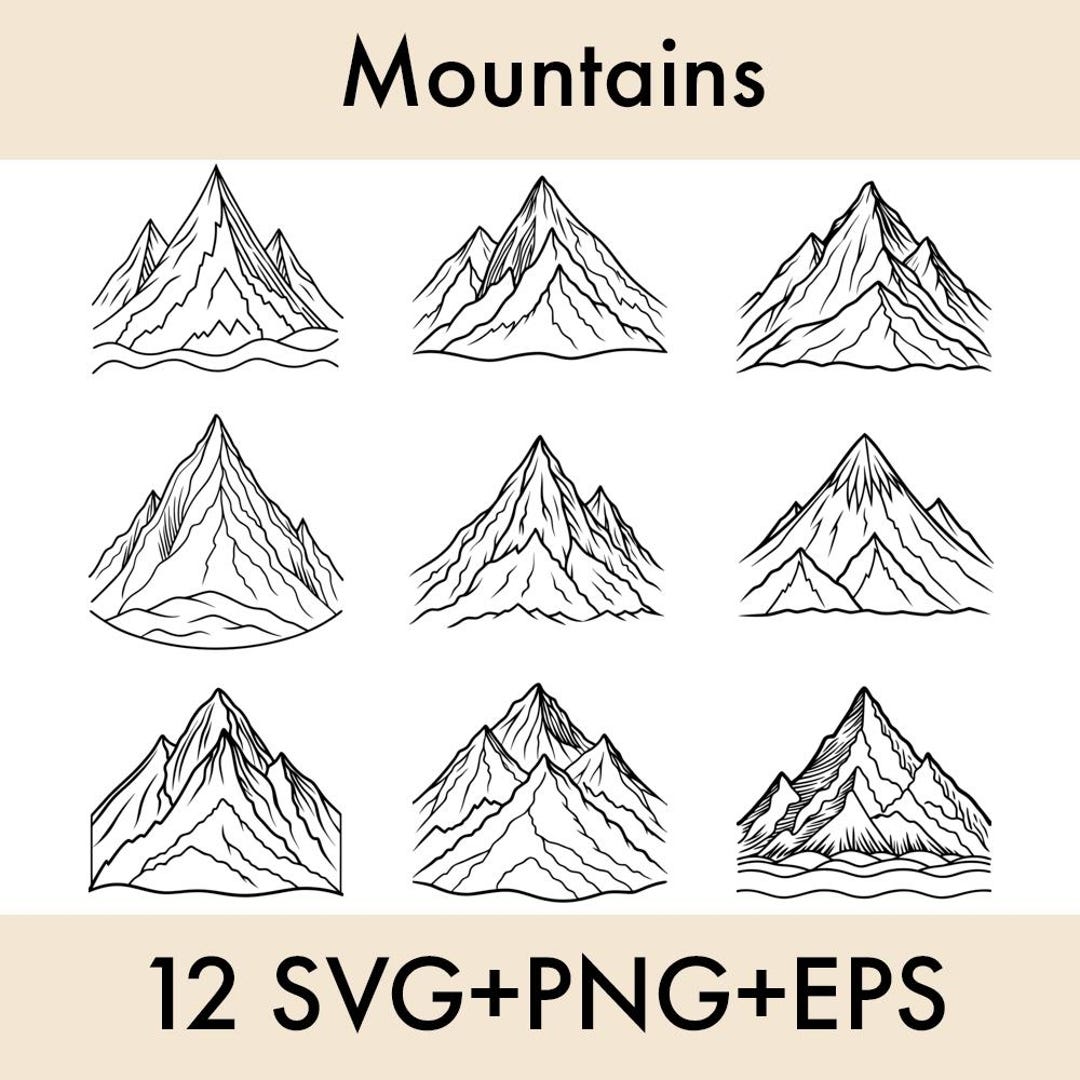 Mountains SVG PNG EPS File for Cricut, for Silhouette, Cut Files ...