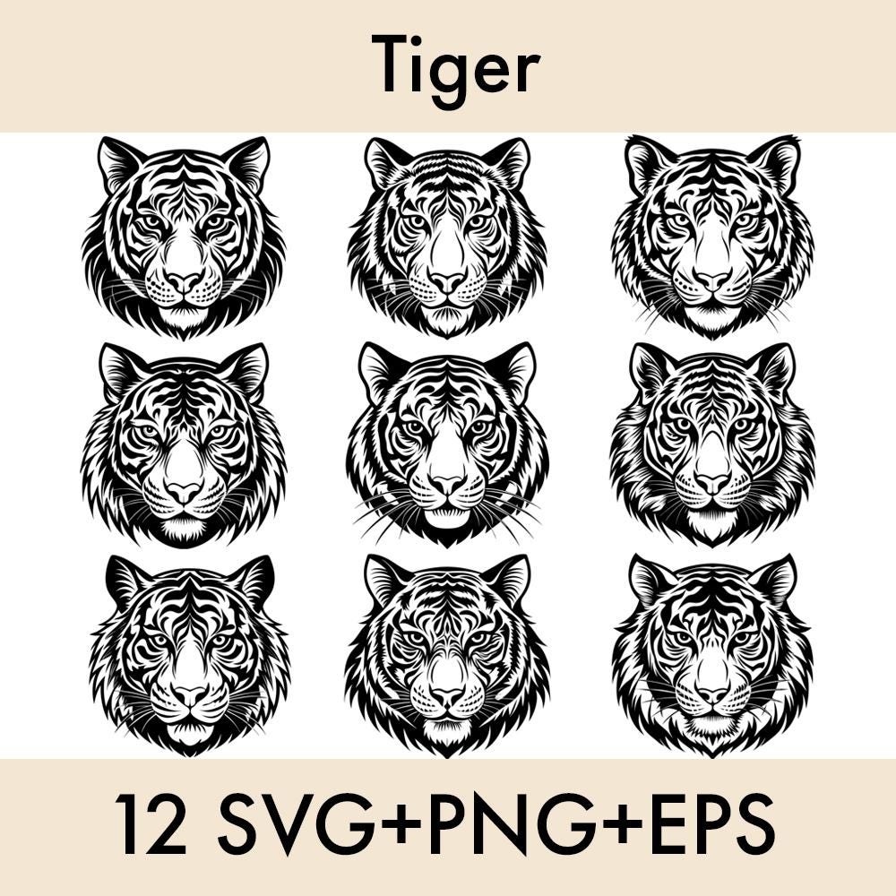 Tiger SVG, Tiger SVG Bundle, Tiger Clipart, Tiger Png, Tiger Head SVG ...