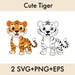 Tiger Monogram SVG, Animal Name Frame PNG, Cute Tiger Clipart, Kids ...