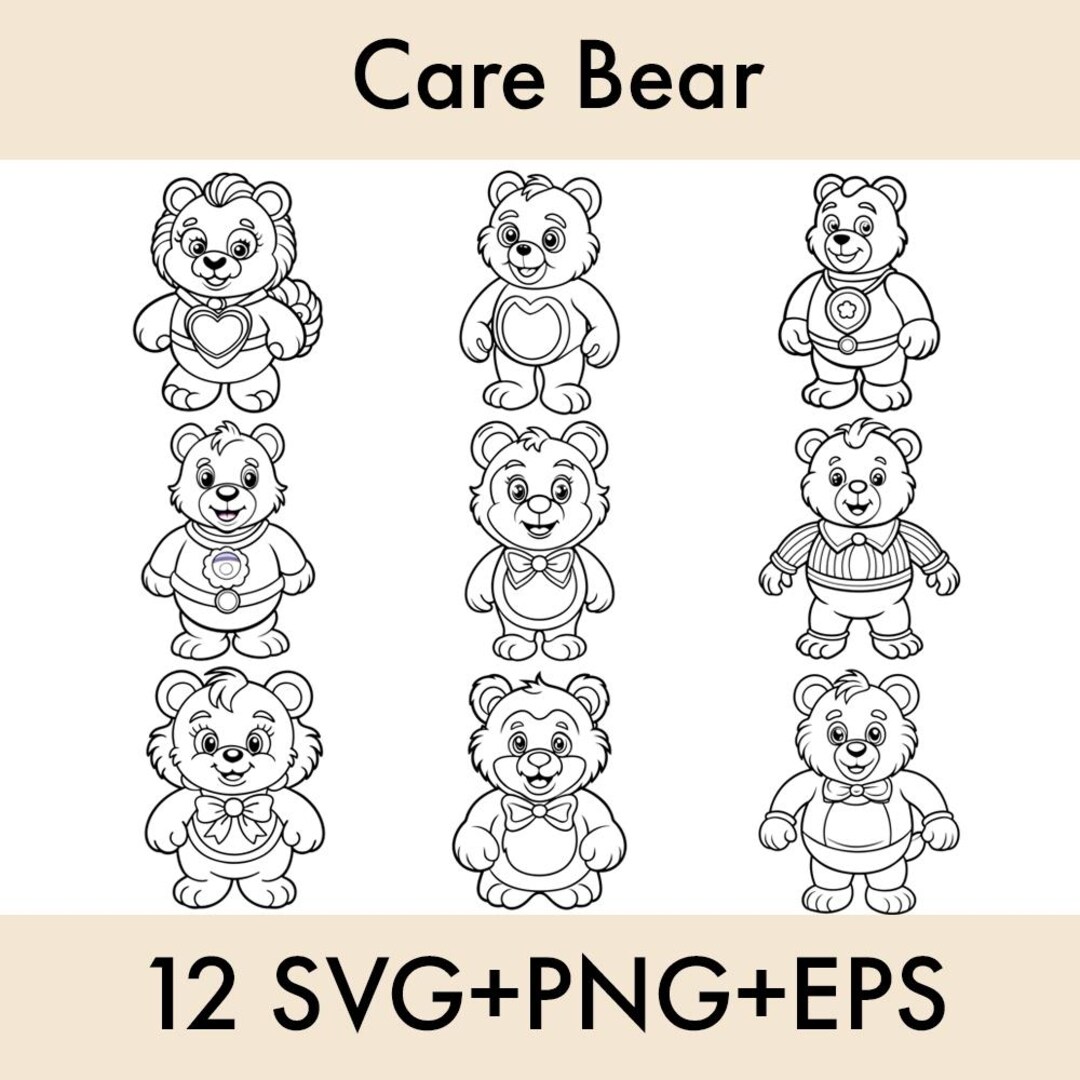 Care Bears SVG Bundle – Cute Bear Clipart, Design Files (digital ...
