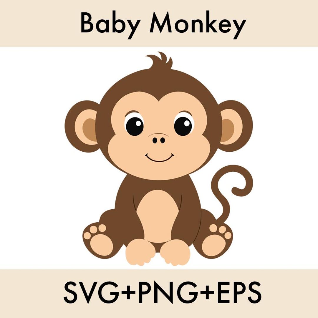 Cute Baby Monkey SVG, Jungle Animal Cut File (digital Download) - Etsy