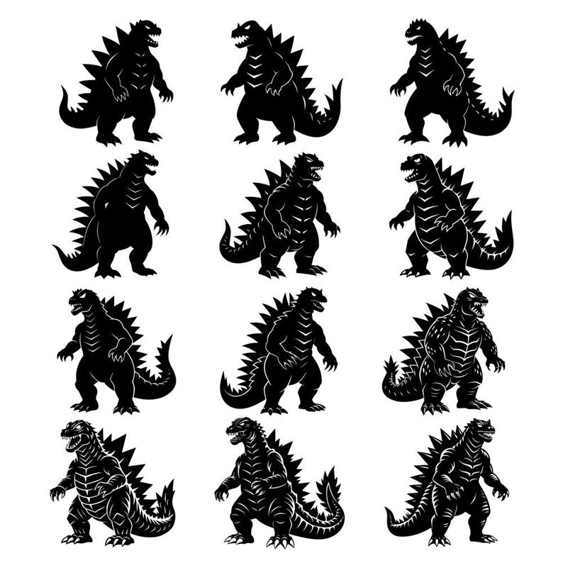 Godzilla Silhouette, Godzilla Svg Bundle, Godzilla Clipart, Godzilla ...