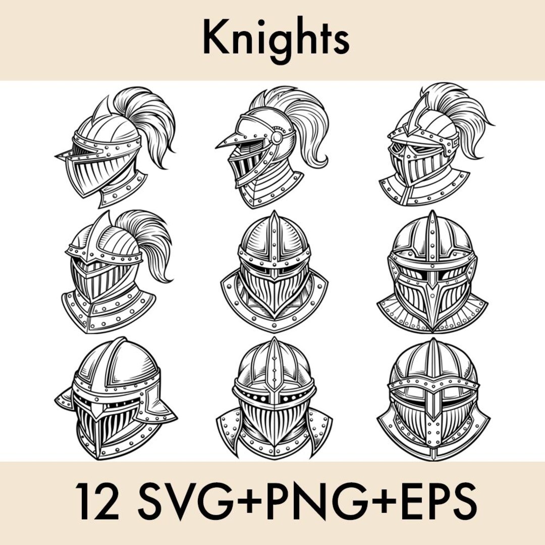 Knights Svg Bundle, Medieval Art, Svg Files for Cricut, Medieval Armor ...