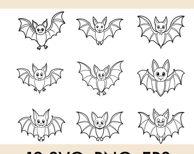 HALLOWEEN BAT SVG , Halloween Bundle - Spooky Nocturnal Illustrations ...