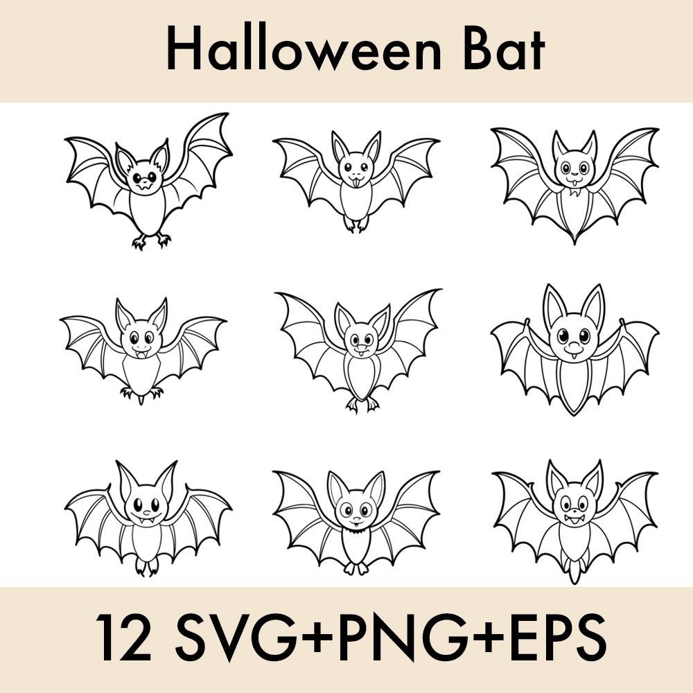 HALLOWEEN BAT SVG , Halloween Bundle - Spooky Nocturnal Illustrations ...