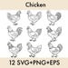 Chicken SVG, Chicken Clipart, Rooster Cut Files, Hen Silhouette ...