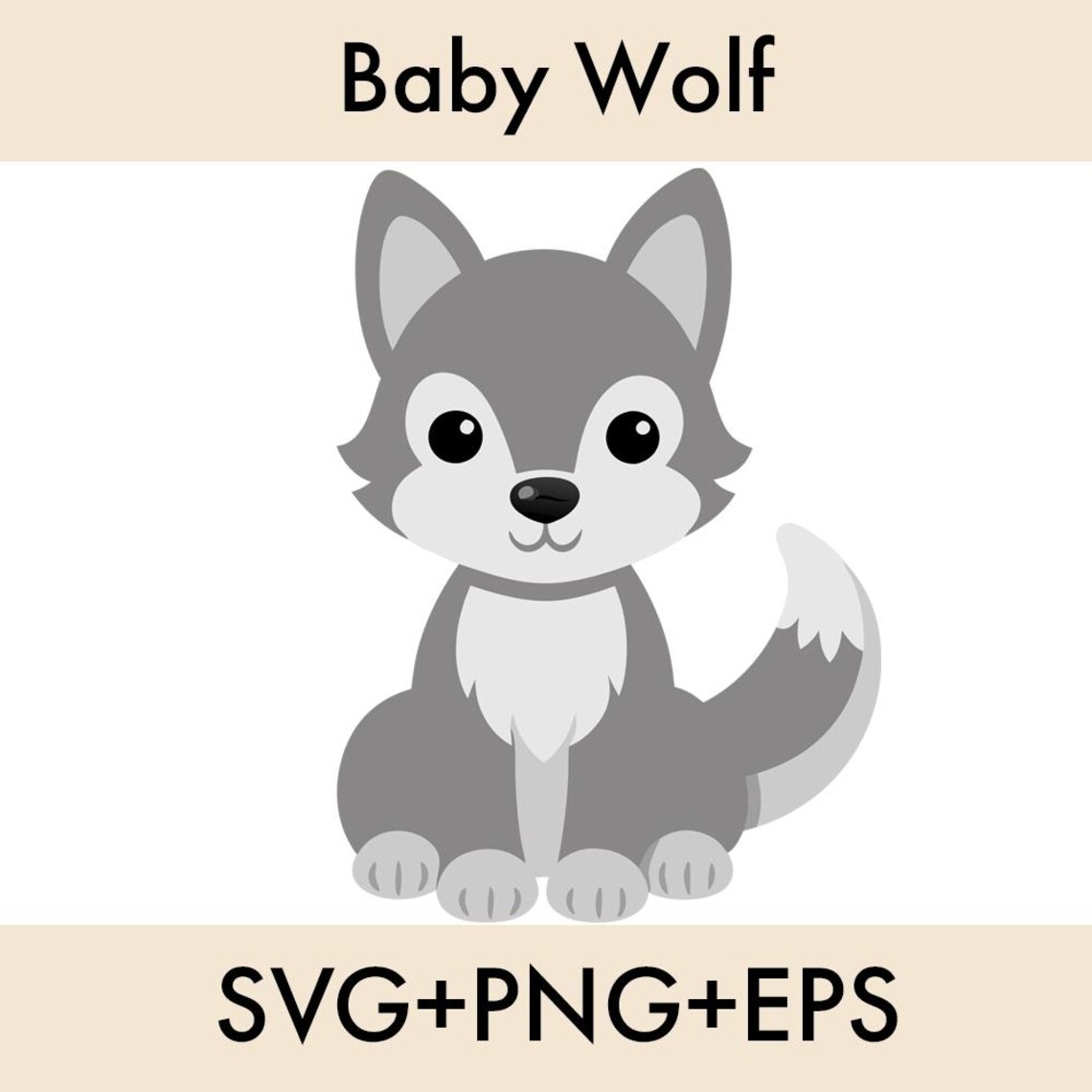 Wolf Monogram Svg, Cute Wolf Clipart, Woodland Animals Vector, Baby ...