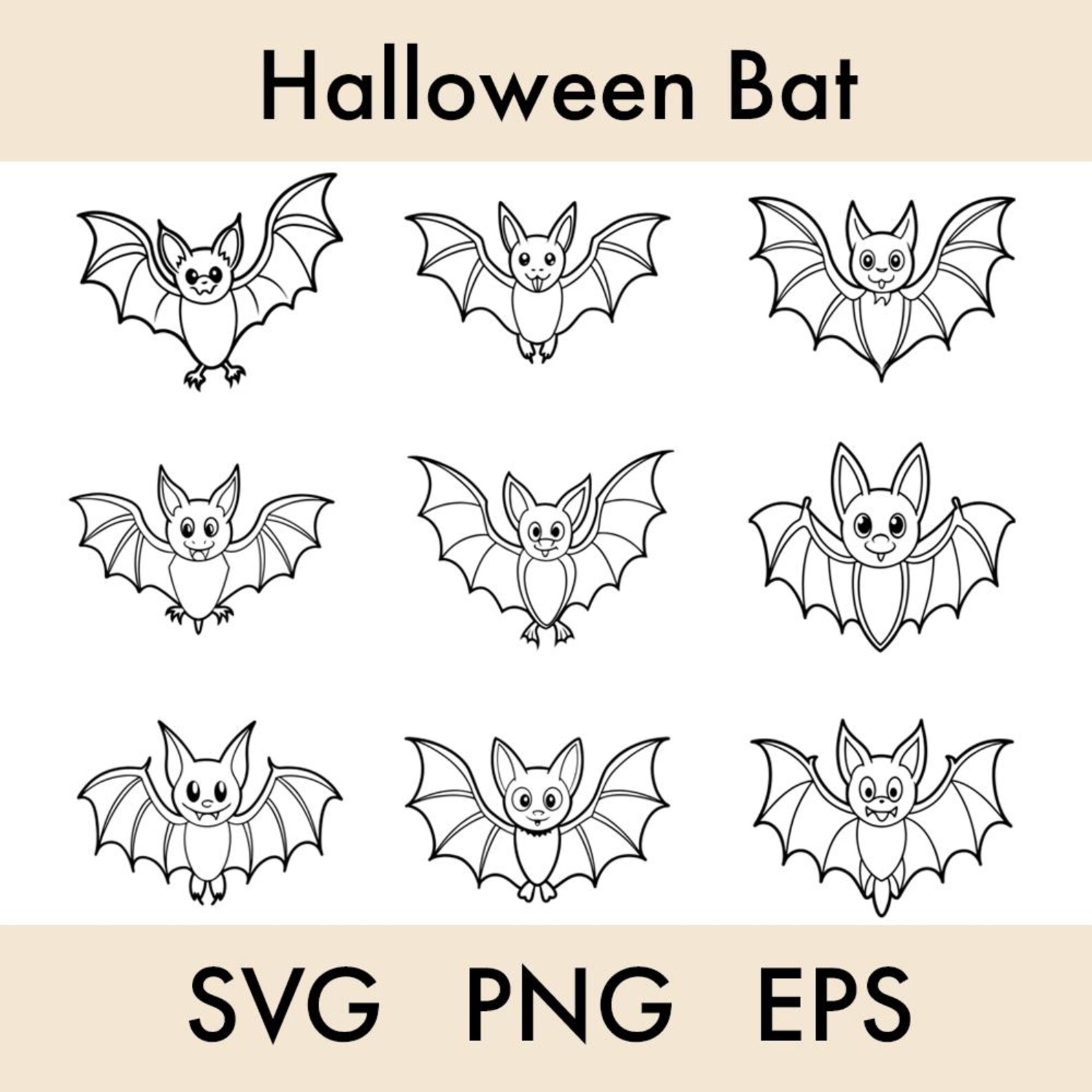 HALLOWEEN BAT SVG , Halloween Bundle - Spooky Nocturnal Illustrations ...