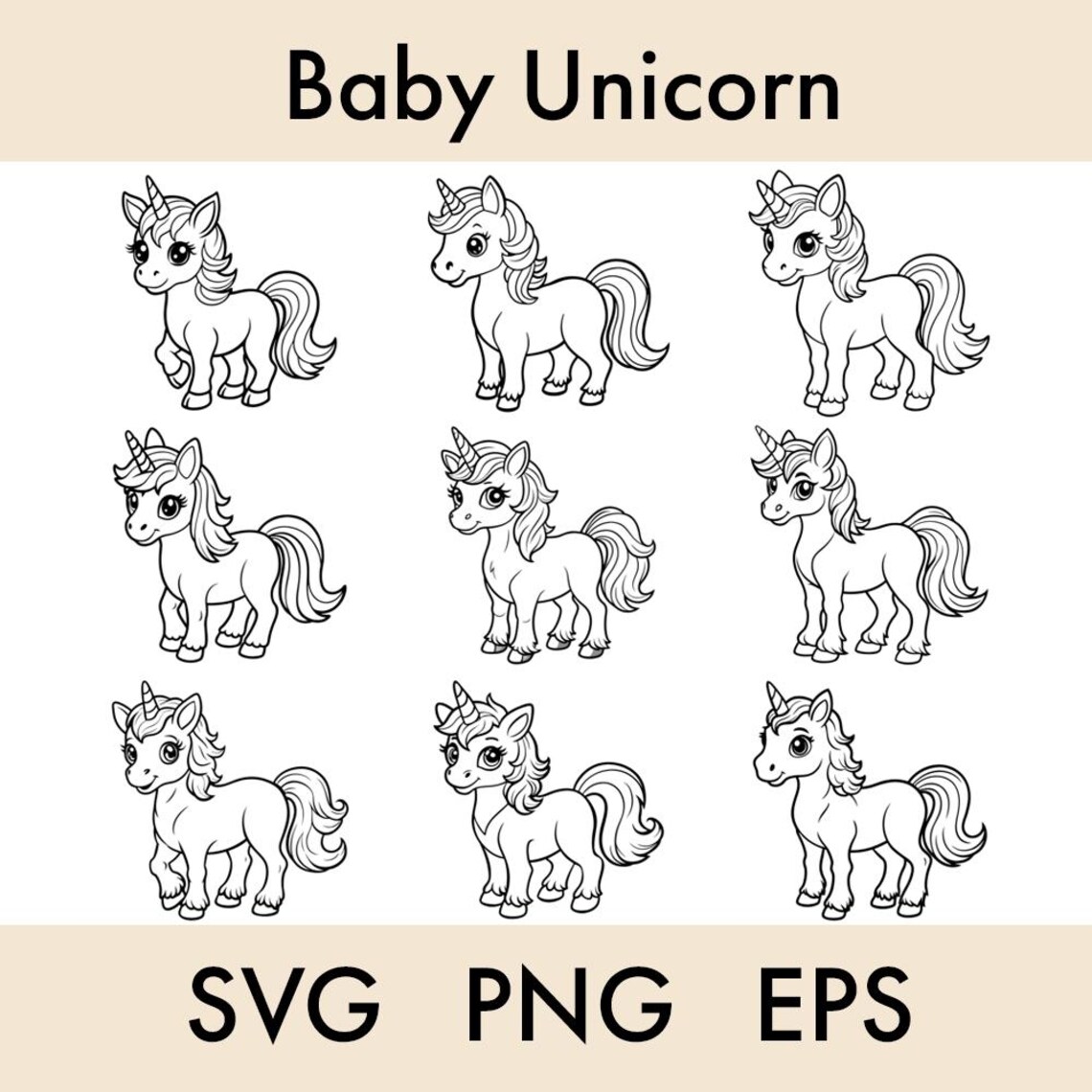 Baby Unicorn SVG Bundle, Cute Clipart (digital Download) - Etsy