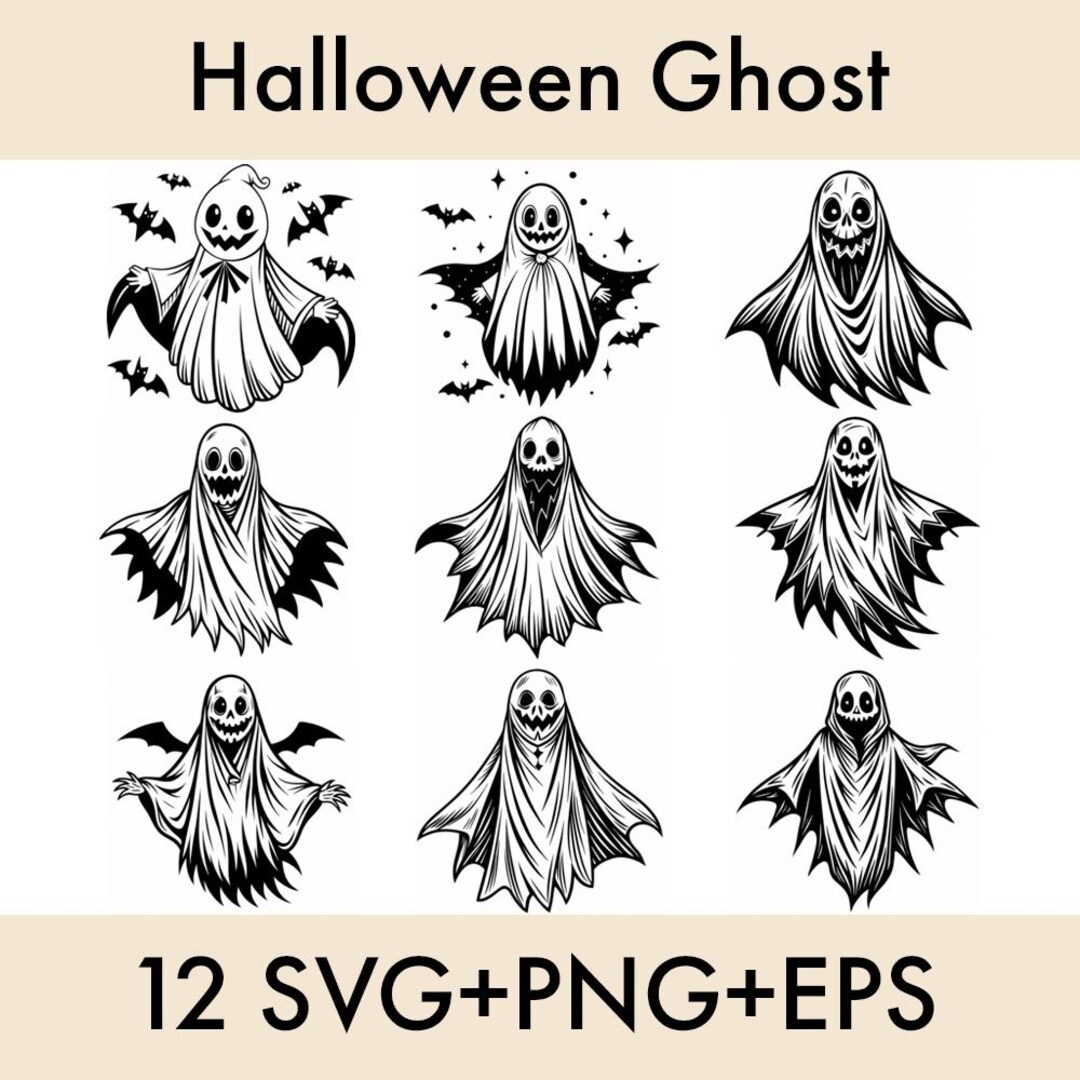 GHOST SVG, Halloween Svg, Ghosts Svg, Ghost Svg Bundle, Ghost Clipart ...