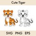 Tiger Monogram SVG, Animal Name Frame PNG, Cute Tiger Clipart, Kids ...