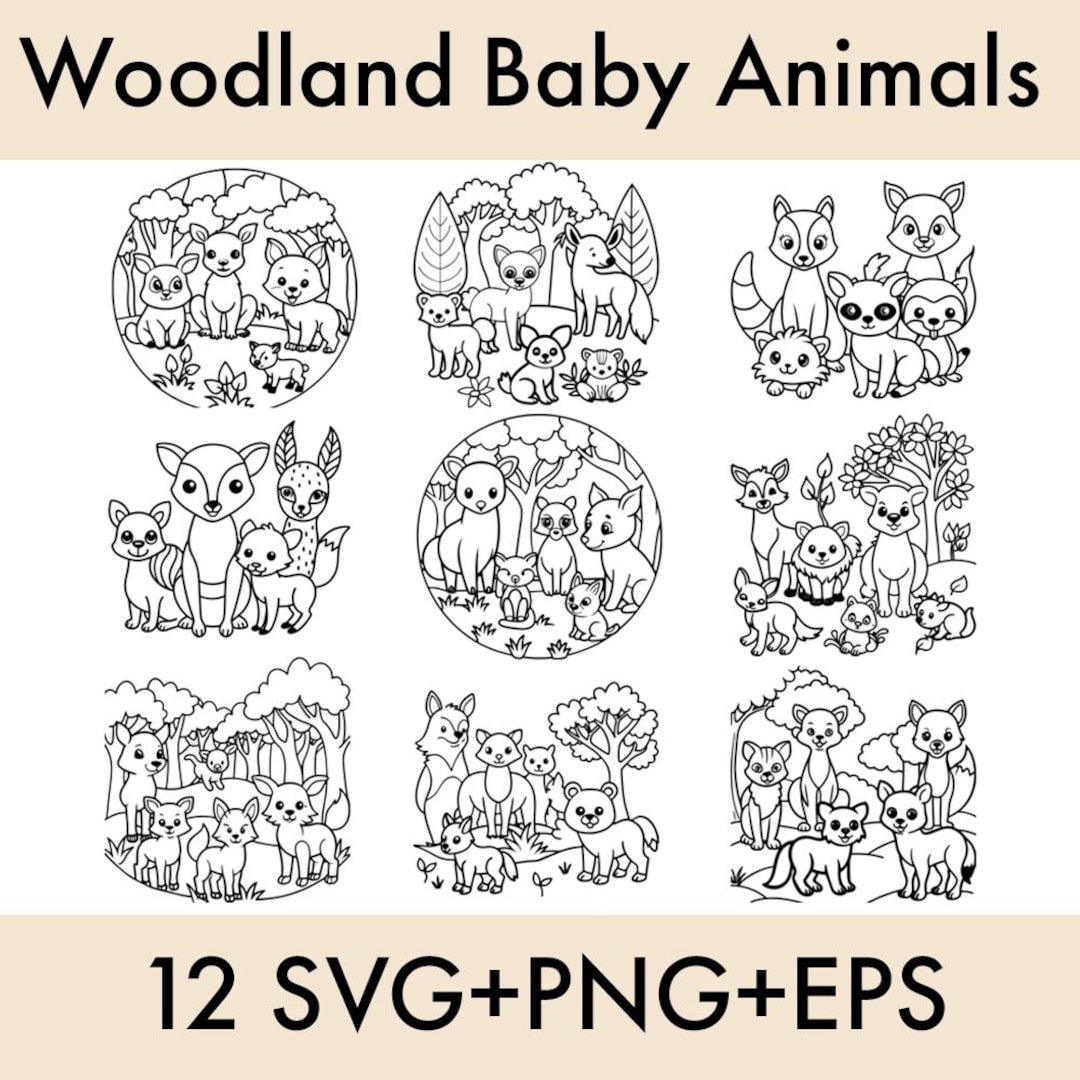 Woodland Animals Svg Bundle 12, Baby Animals Svg, Rabbit,hedgehog,fox ...