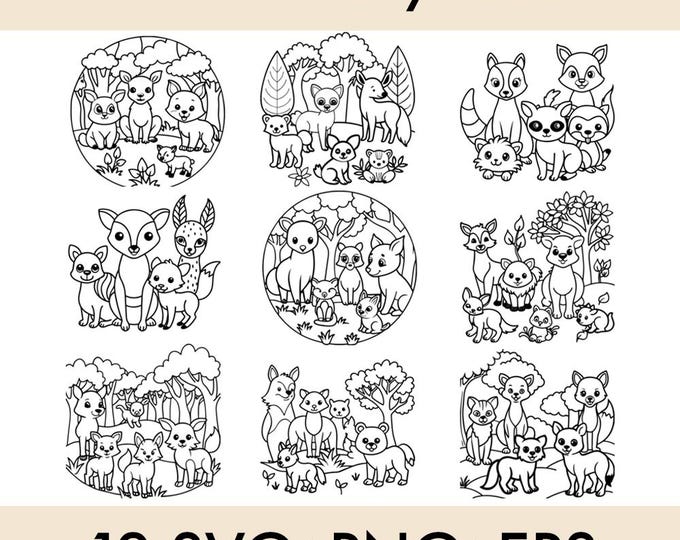 Woodland Animals Svg Bundle, Baby Animals Svg, Rabbit,hedgehog,fox,bear ...