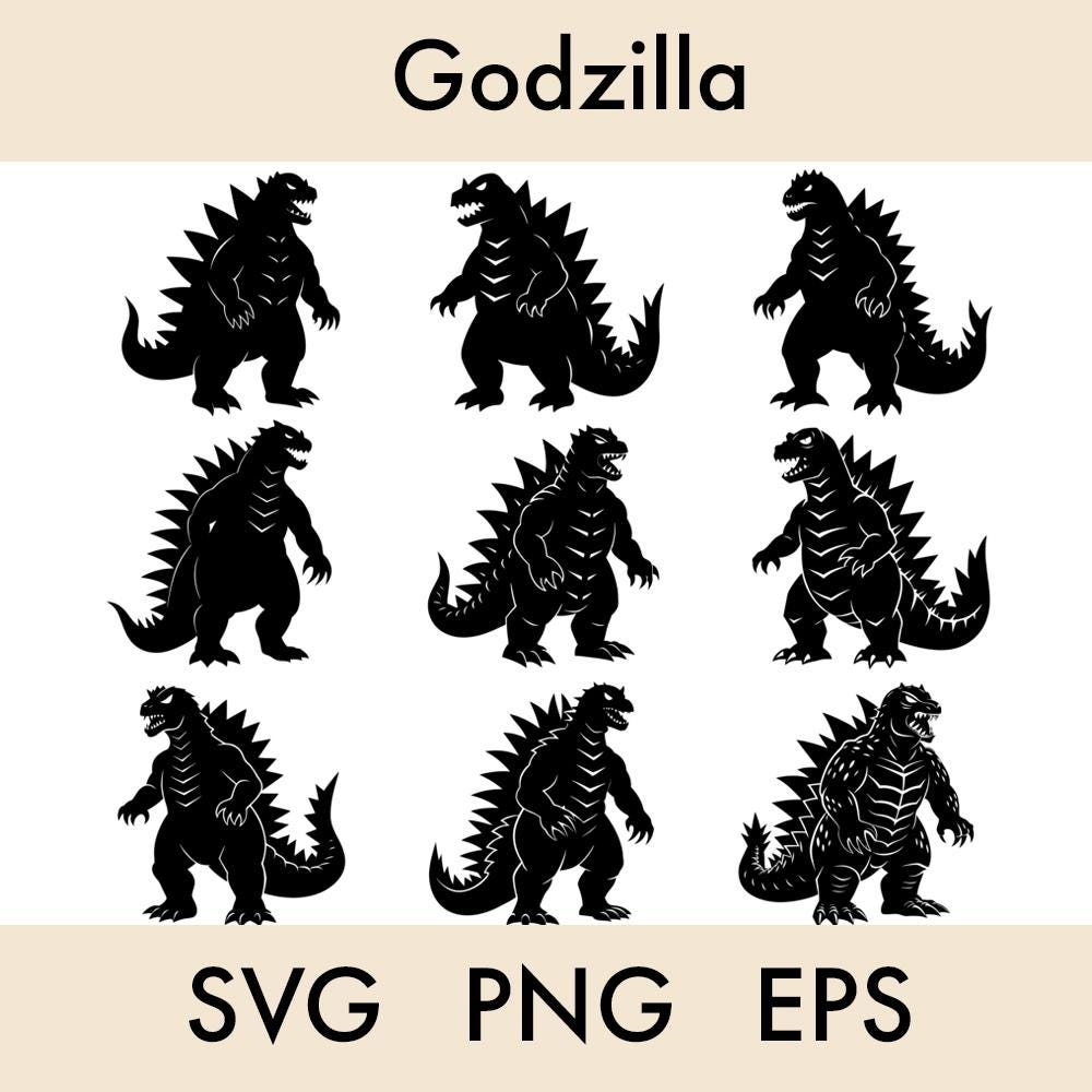 Godzilla Silhouette, Godzilla Svg Bundle, Godzilla Clipart, Godzilla ...