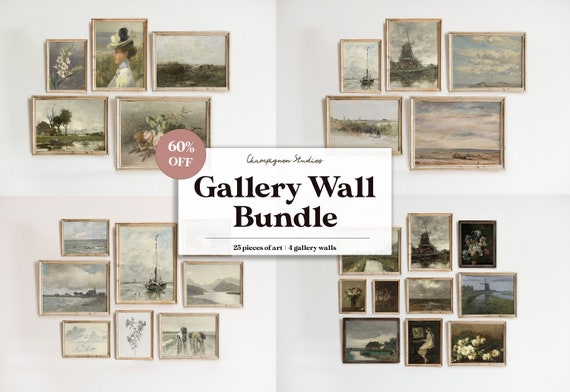 Gallery Wall Bundle Pack 25 Pieces of Vintage Art - Etsy
