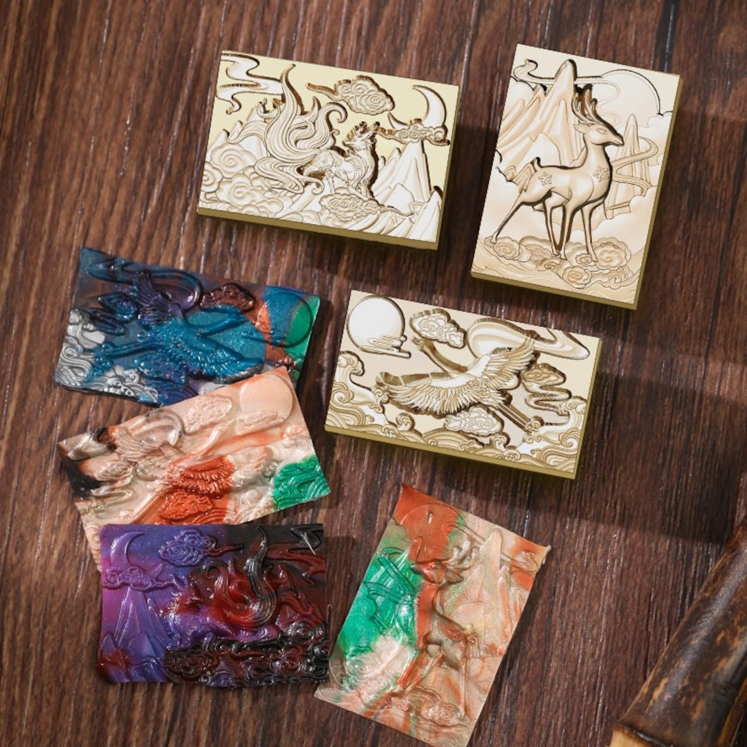3D Relief Seal, Sky Crane/nine Tailed Fox/lucky Deer,wax Seal Stamp ...