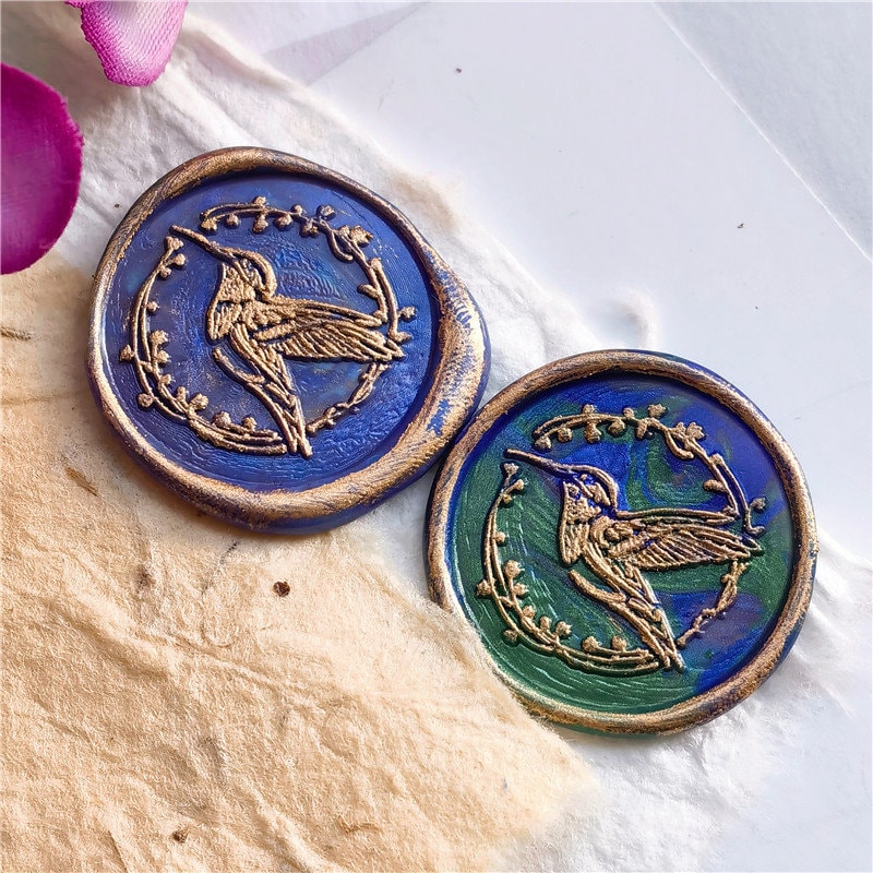 Wax Seal Stamp Hummingbird Lacquer Seal Wooden Light Blue - Etsy