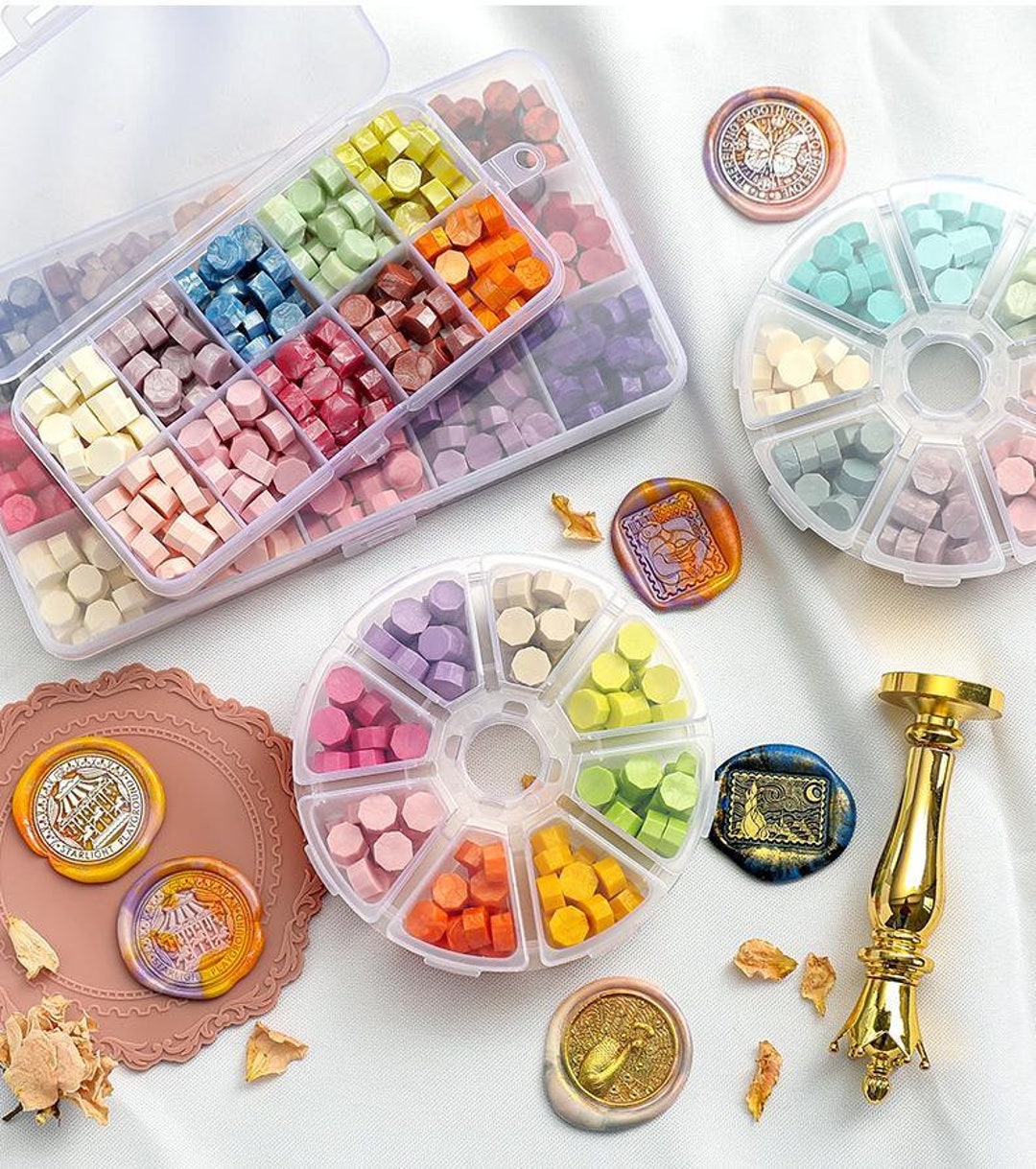 200PCS Mixed Color Lacquer Wax Pellet Set/octagonal Fire Lacquer Wax ...