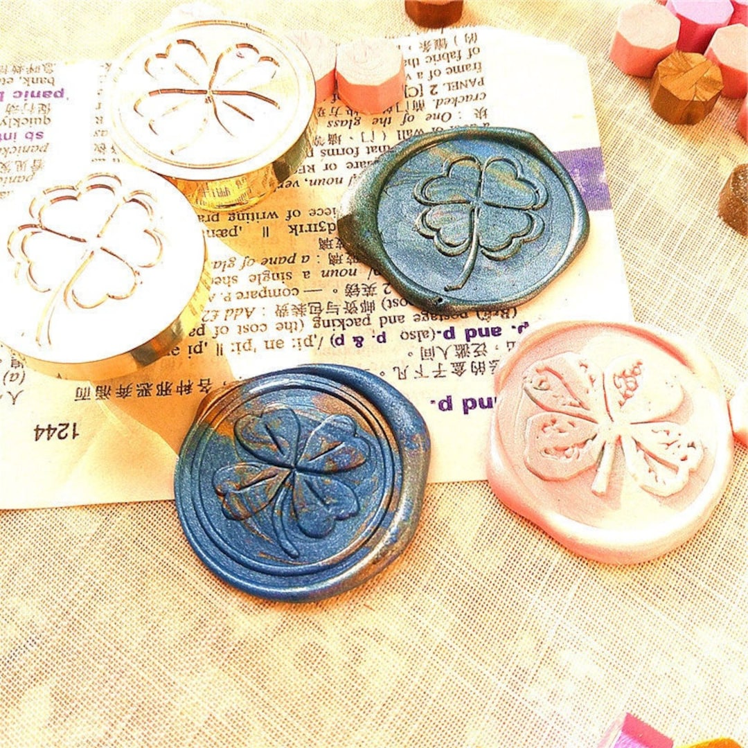 Wax Seal Stamp, Four-leaf Clover Decorative Stamp, Envelope/hand ...