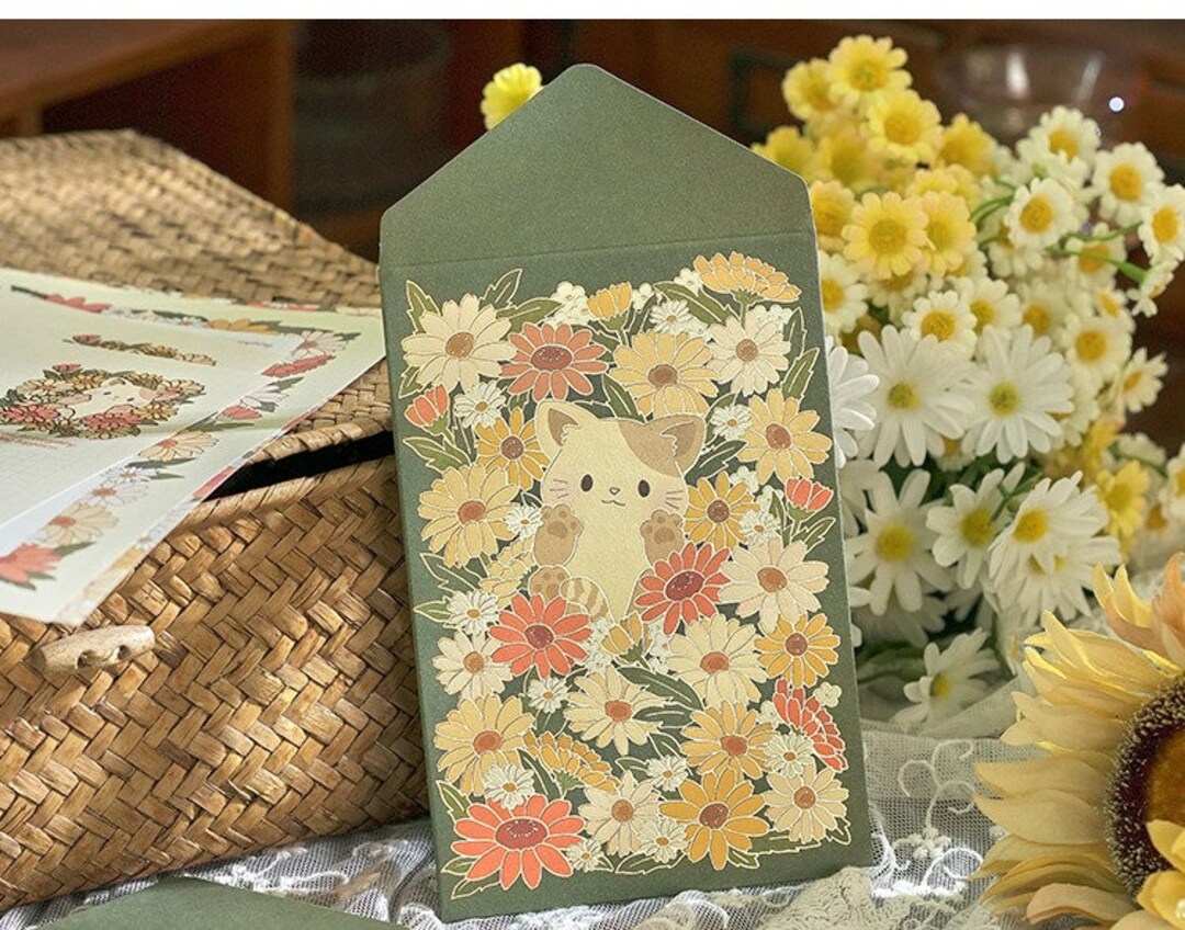 Flower Bouquet Series Envelope Set, Romantic Gilded Envelope Letter Set ...