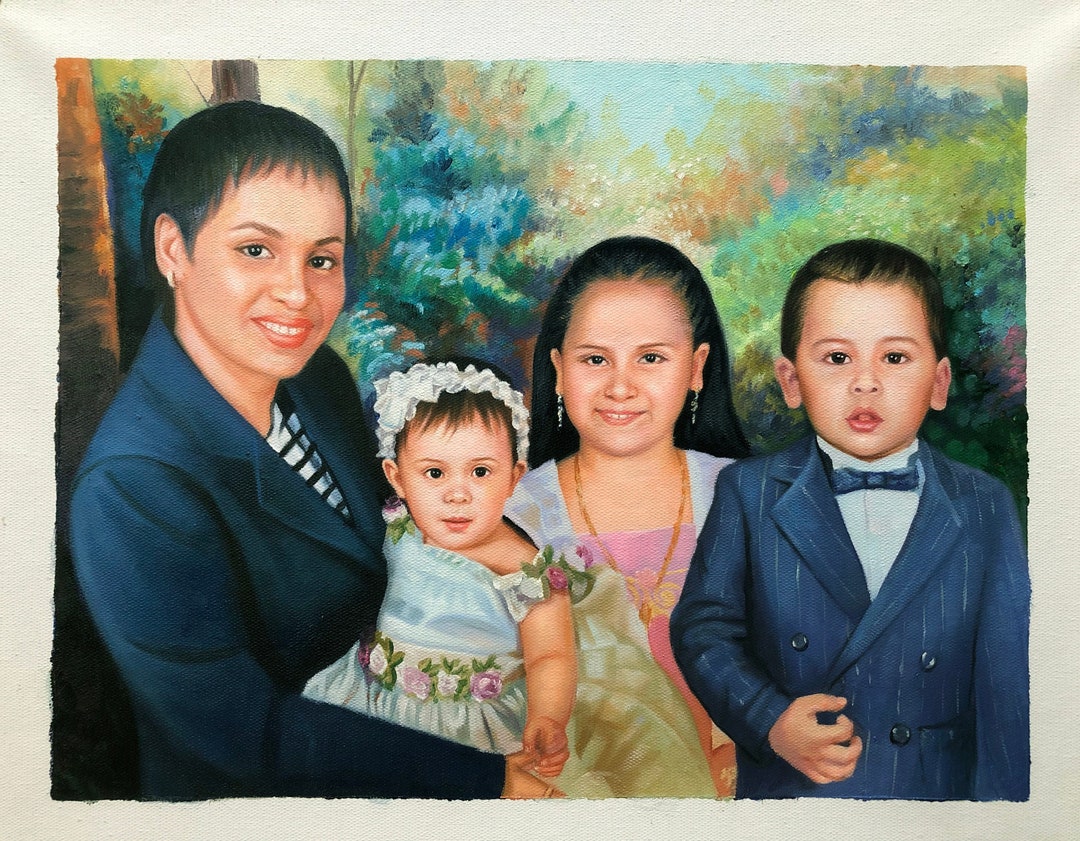 Custom Hand-painted Portraits,custom Oil Painting From Photo,family Oil ...