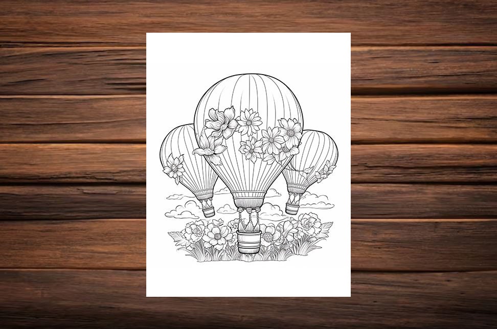 30 Hot Air Balloons Coloring Pages for Adults Kids Instant - Etsy