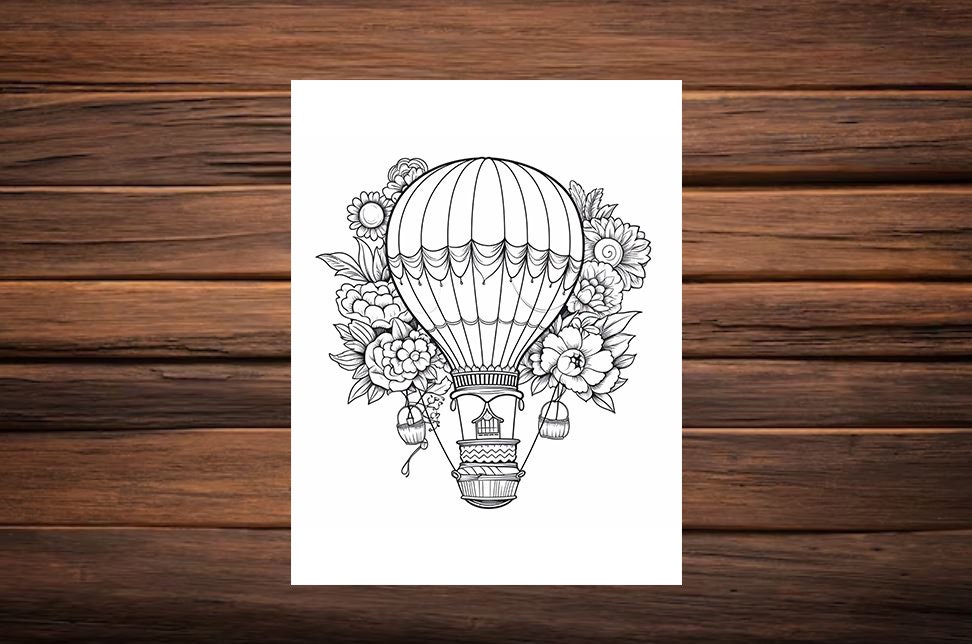 30 Hot Air Balloons Coloring Pages for Adults Kids Instant - Etsy