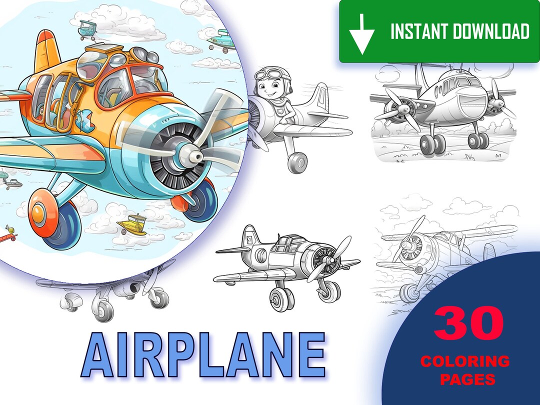 30 Airplane Book Kids Coloring Pages Instant Download - Etsy