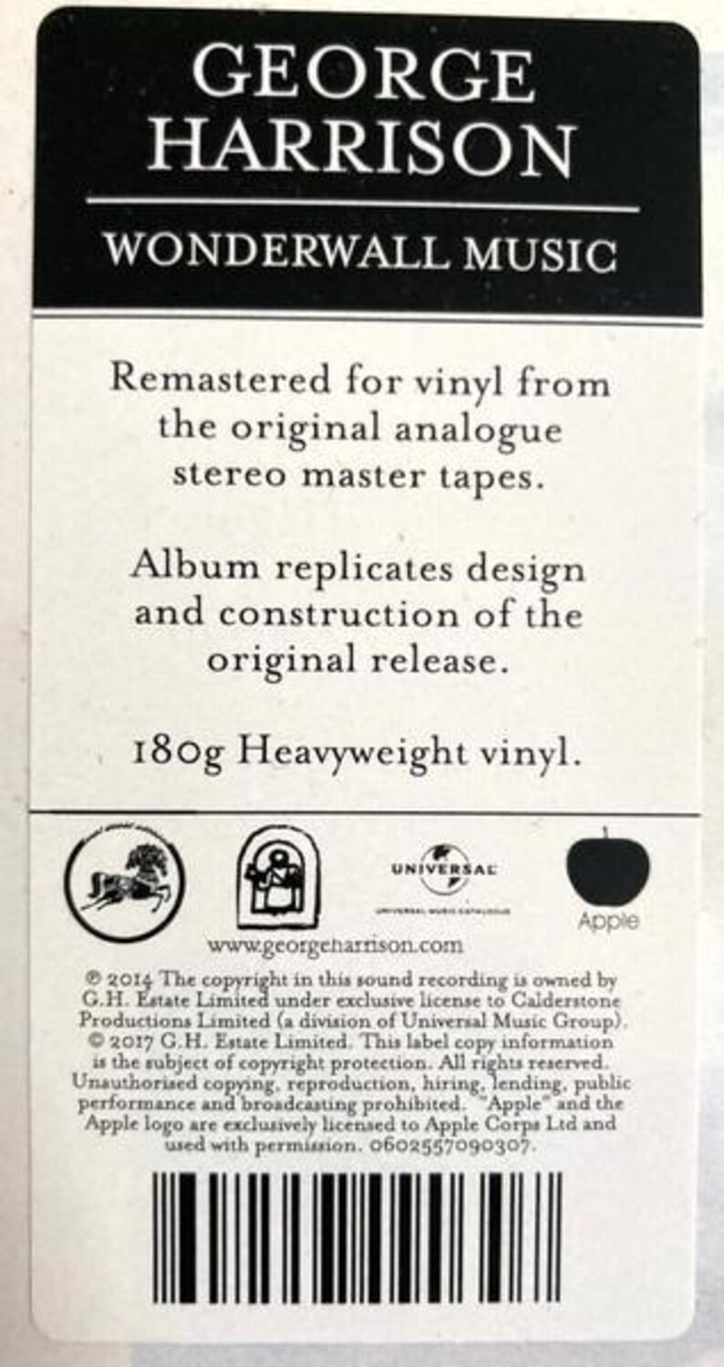 GEORGE HARRISON Wonderwall Music Remastered 180g Vinyl LP W/ Hype ...