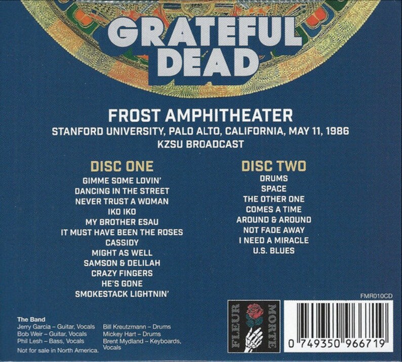 GRATEFUL DEAD Frost Amphitheater, Stanford University, Palo Alto ...