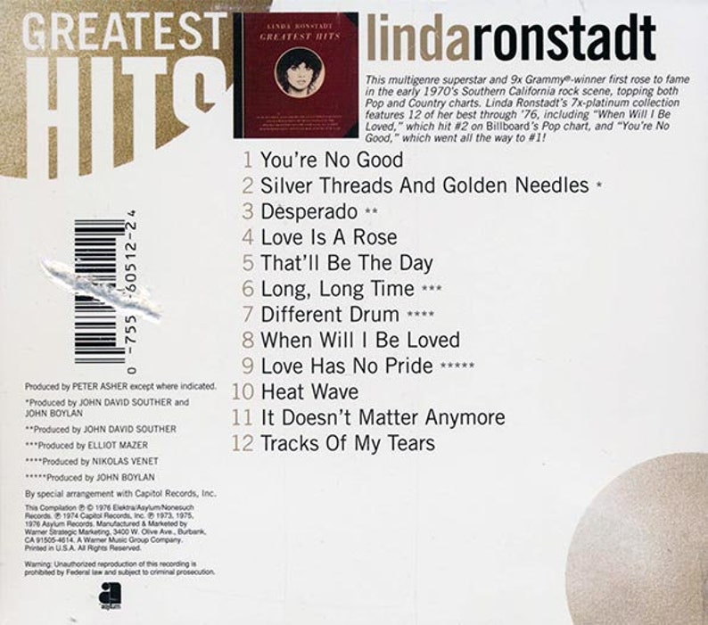 LINDA RONSTADT Greatest Hits *sealed* CD Reissue W/ Slipcase - Etsy