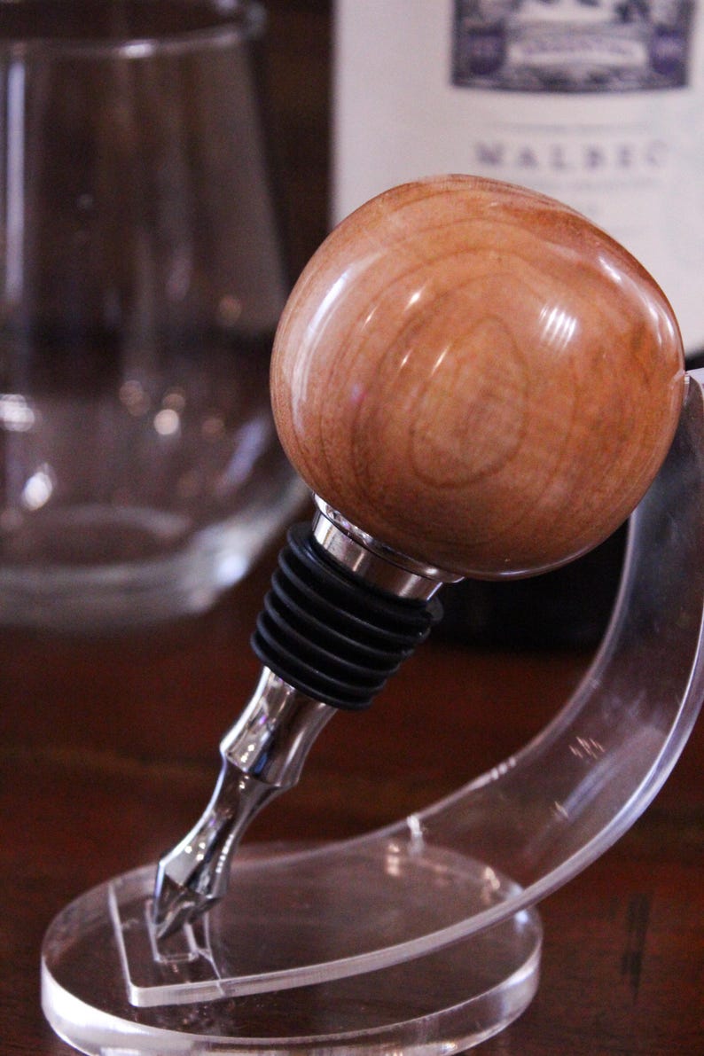 American Cherry Wood Hand Turned Bottle Stopper - Etsy