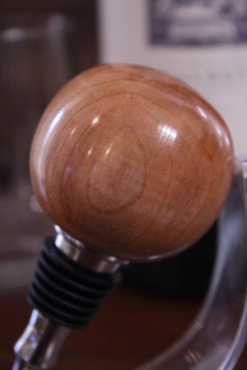American Cherry Wood Hand Turned Bottle Stopper - Etsy