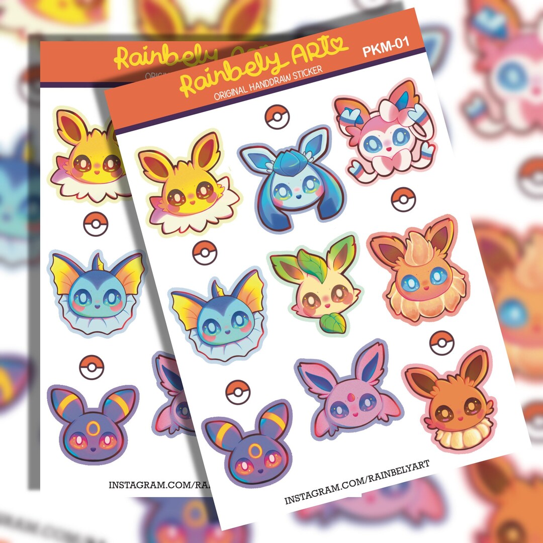 Eeveelutions Sticker Sheet/ Pokemon Sticker Sheet/ Eeveelutions ...