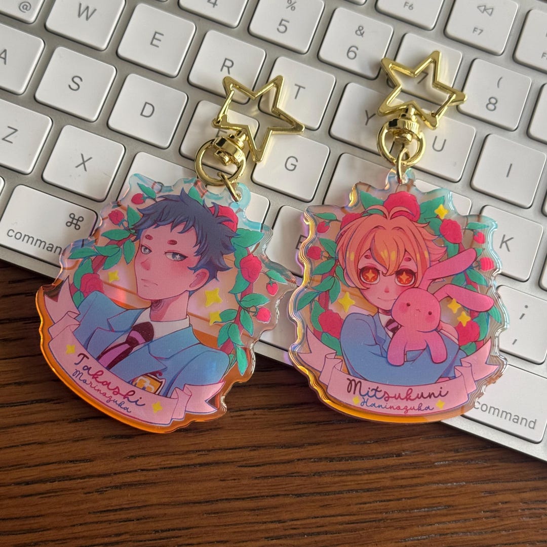 Ouran Host Club Acrylic Rainbow Keychain | Honey Senpai Charm | Mori Senpai Charm | Ouran High ...