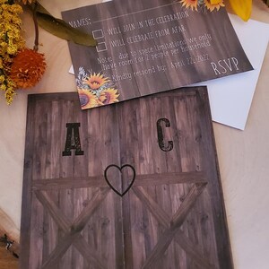 Rustic Fall Barn Door Wedding Invitations Sunflowers Fairy - Etsy
