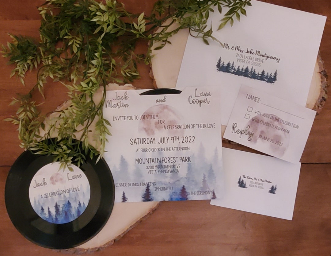 Vinyl Record Wedding Invitations, Authentic 45 Vinyl Record, Custom ...