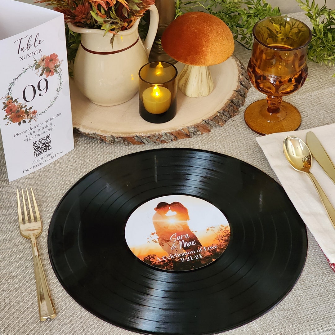 Vinyl Record Plate Chargers, Authentic 33's, Custom Labels, Table Decor ...