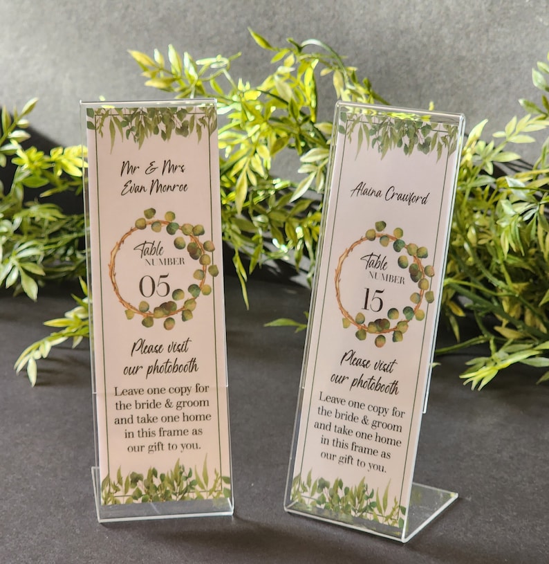 Photo Booth Place Card Frame With Printed Insert, Wedding Guest Favor ...