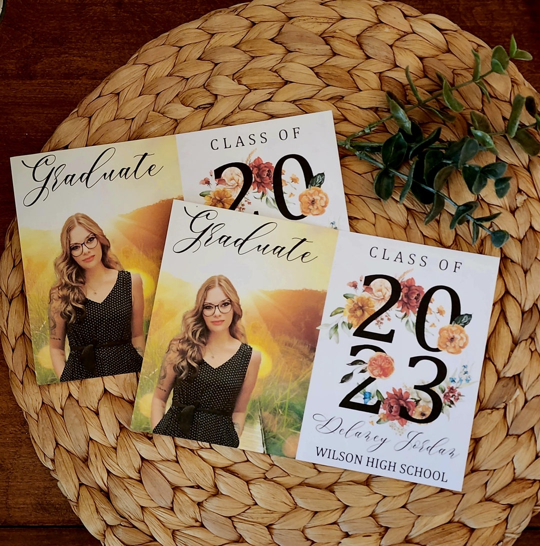 Photo Graduation Announcement Cards, Floral Design, High School ...