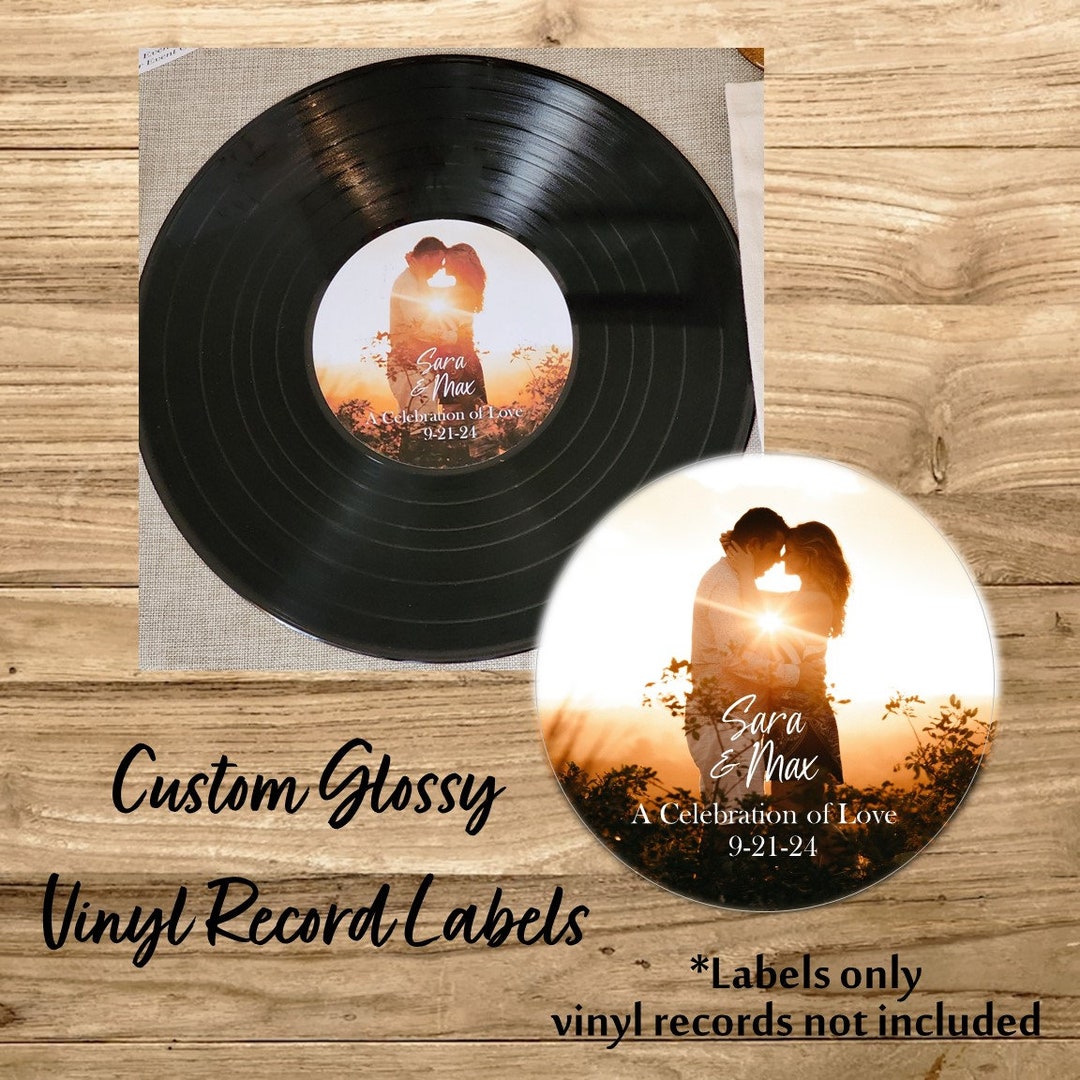 Vinyl Record Labels, Custom Design, Personal Photo, Save the Date, Menu, Thank You, Wedding ...
