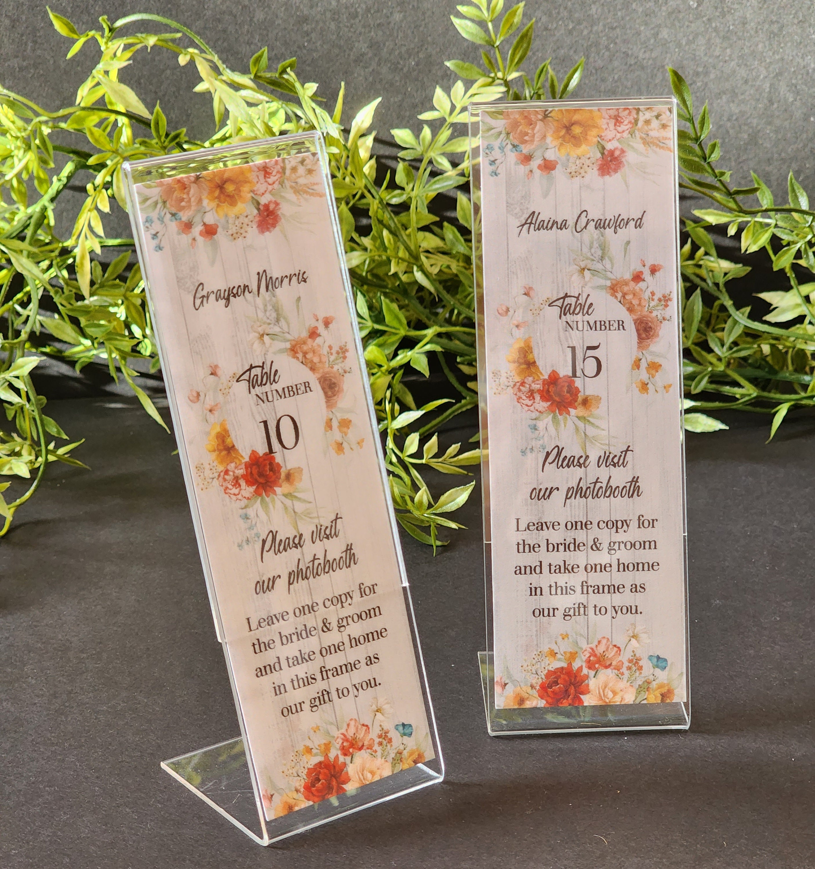 Photo Booth Place Card Frame With Printed Insert, Wedding Guest Favor ...