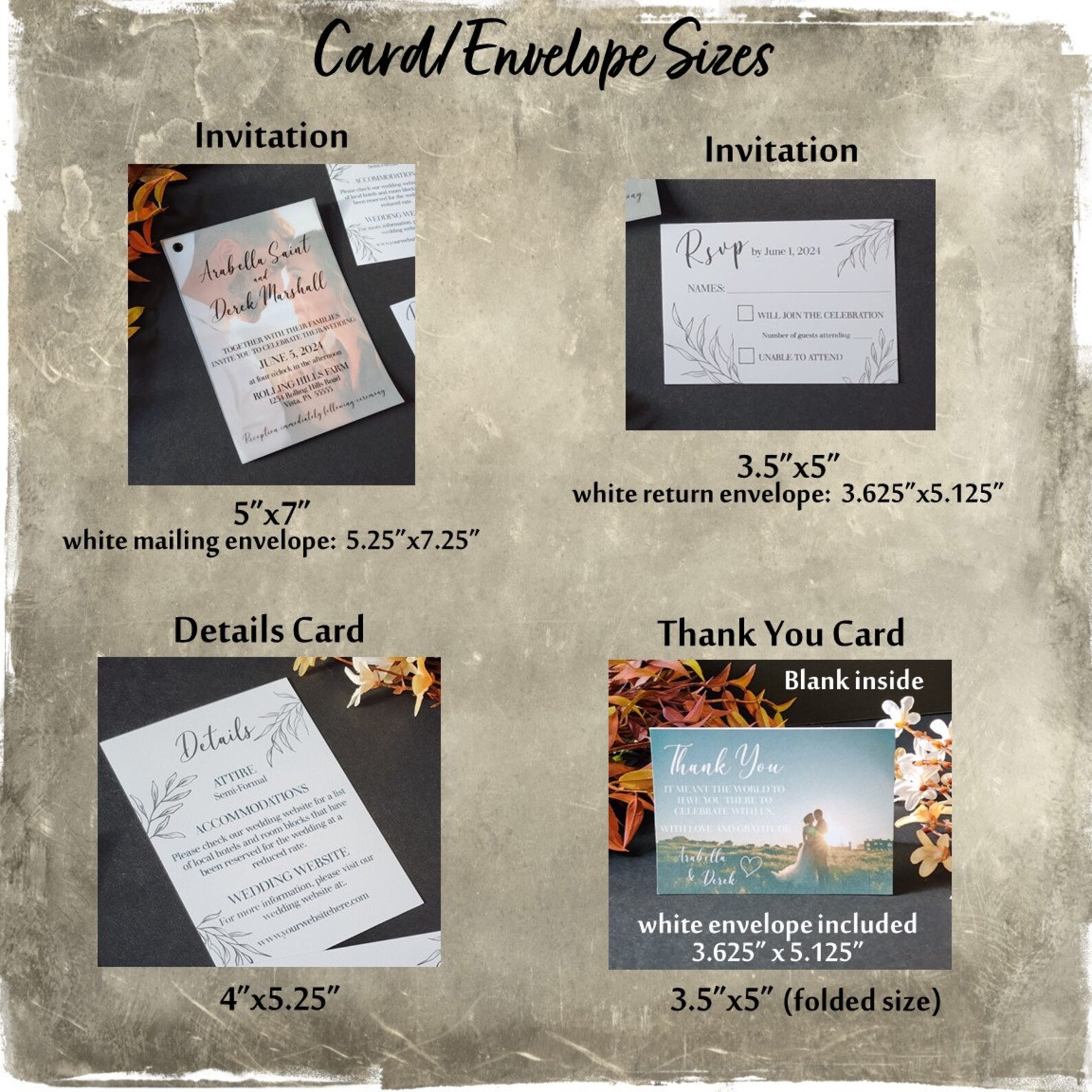 Vellum Overlay Wedding Invitation Set, Personal Photo, Modern ...