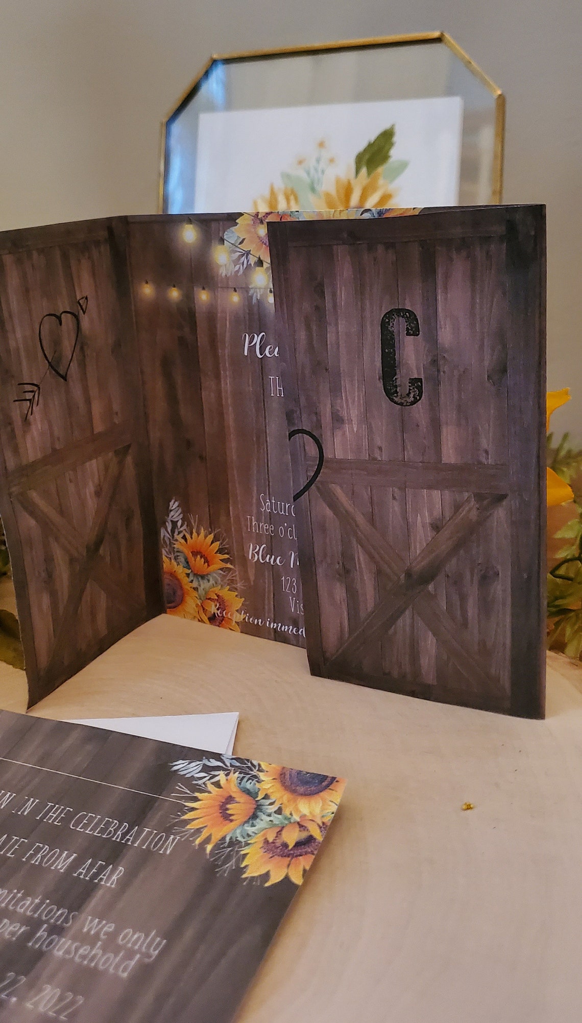 Rustic Fall Barn Door Wedding Invitations Sunflowers Fairy - Etsy