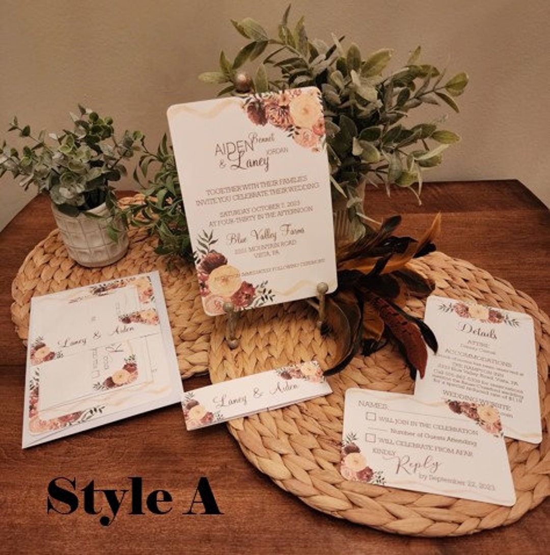 Bohemian Style Wedding Invitations, Boho Invites, Boho Wedding, Pampas ...