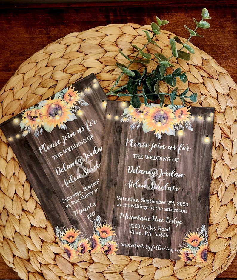 Ready to Print Custom Rustic Sunflower Invitation Suite - Etsy